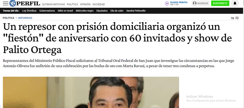 Repercusión nacional por las bodas de oro del represor Olivera con show ...