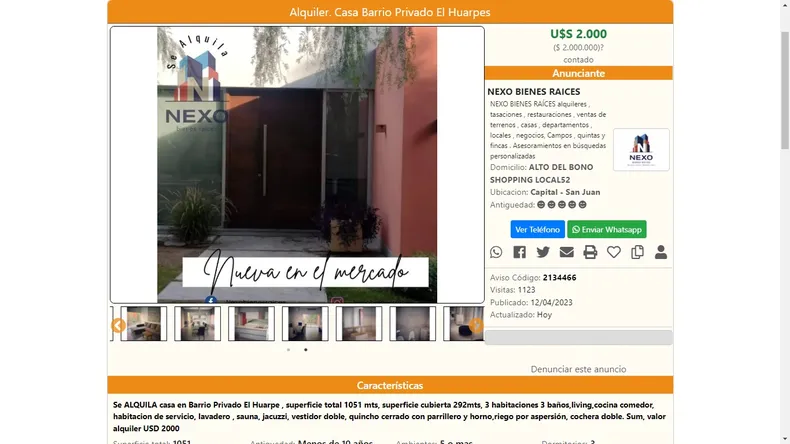 En el tramo final del 2023, ¿cuánto cuestan los alquileres más caros y más baratos en San Juan?