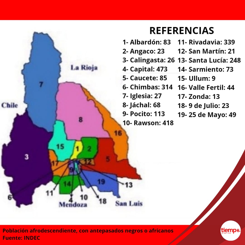 El mapa de la población afrodescendiente y pueblos originarios en San Juan