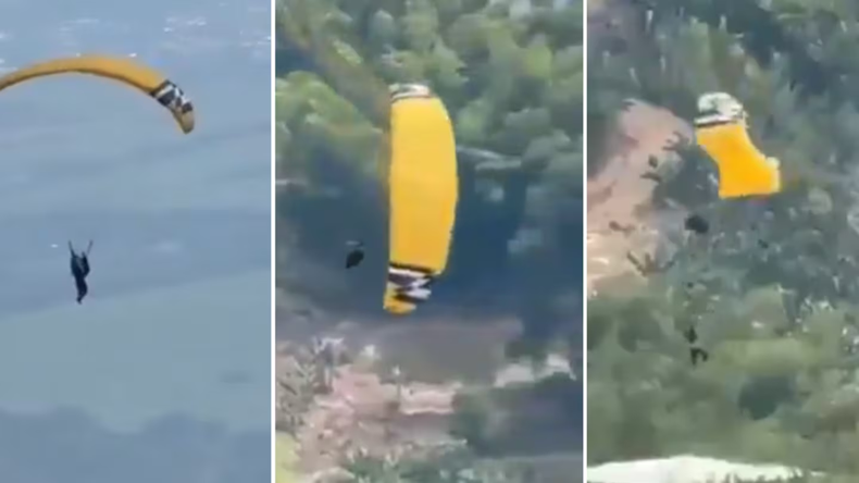 El dramático momento en el que una mujer murió al caer desde un paracaídas