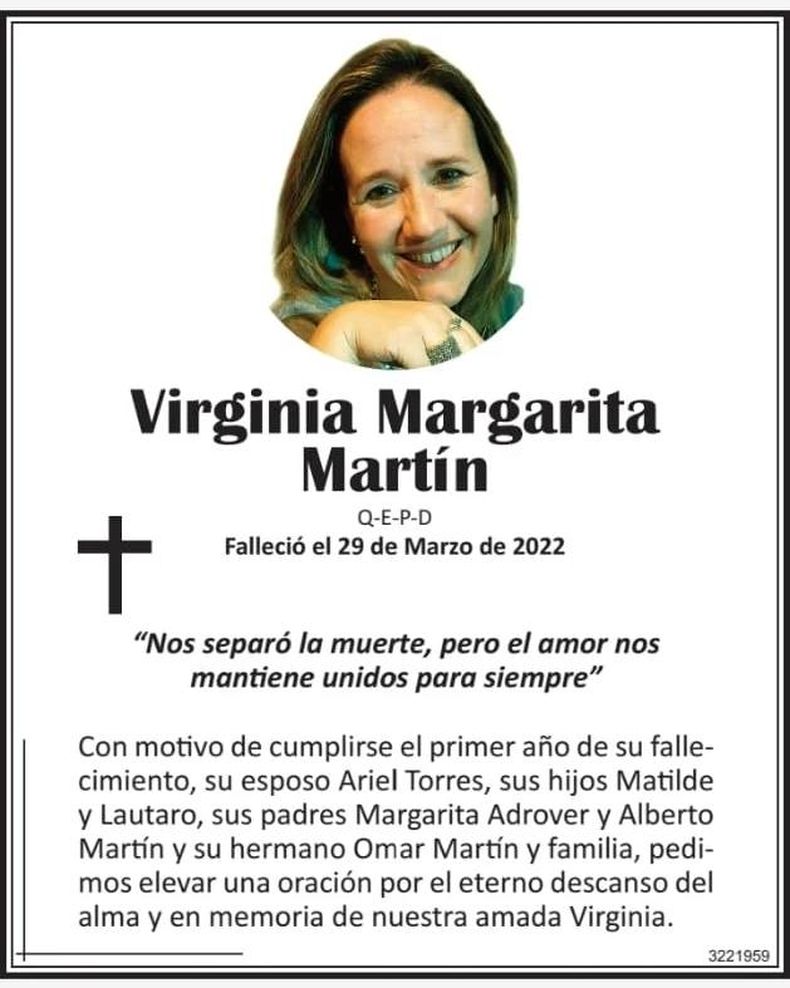 A un año sin Virginia Martín, su esposo compartió un emotivo mensaje