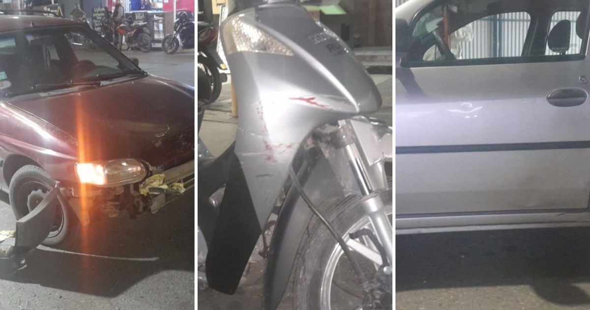 Giró en U y terminó chocando una moto y un auto a su paso